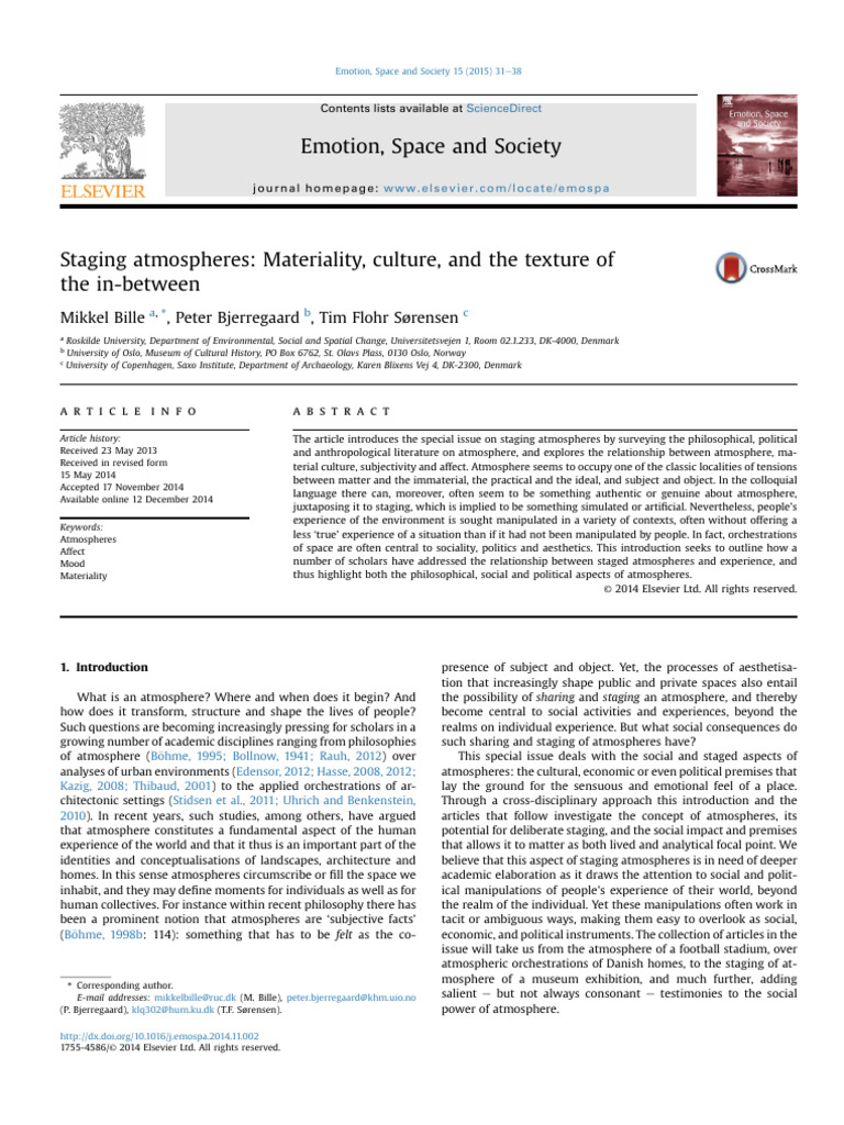 Staging Atmospheres | PDF | Experience | Perception