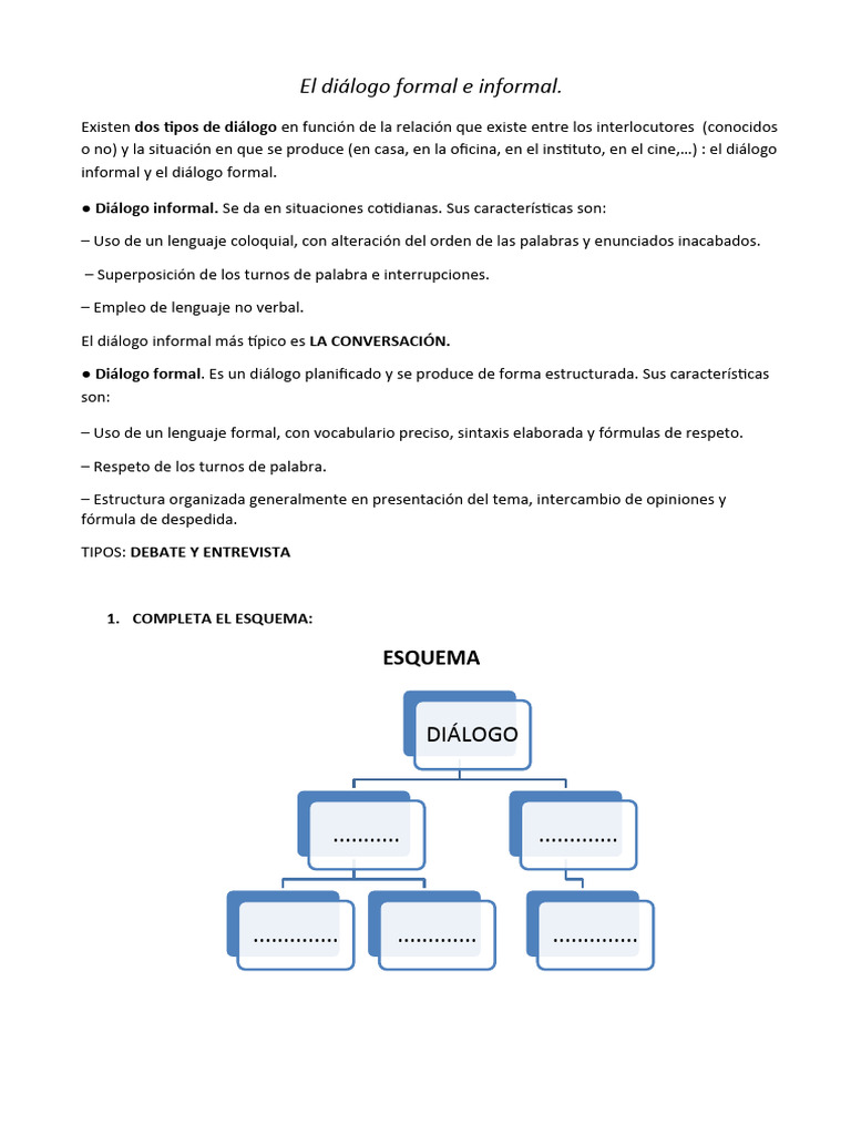 El Diálogo Formal e Informal | Descargar gratis PDF | Lingüística ...