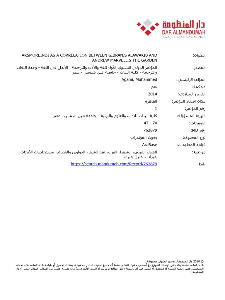 Arsmoreindi As A Correlation Between Gibran.s Alawakib and Andrew ...