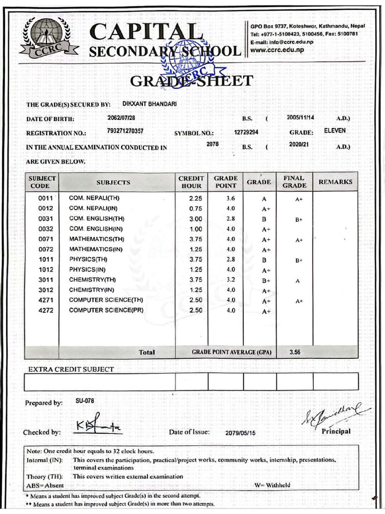 Grade 11 Transcript | PDF