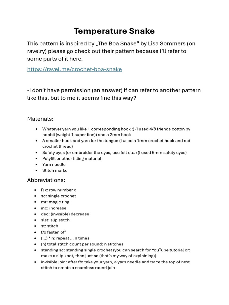 temperature_snake_chillkroetecrochet | PDF | Crochet | Yarn