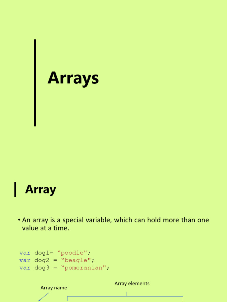 07 Arrays | PDF | Java Script | Parameter (Computer Programming) 07 Arrays | PDF | Java Script | Parameter (Computer Programming)