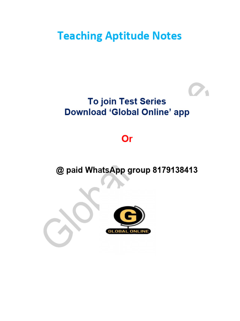Teaching Aptitude Overview and Levels | PDF | Educational Assessment ...