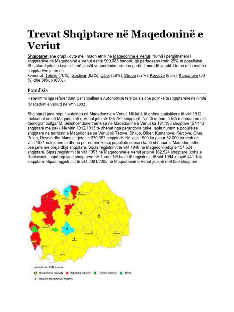 Trevat Shqiptare Në Maqedoninë e Veriut | PDF