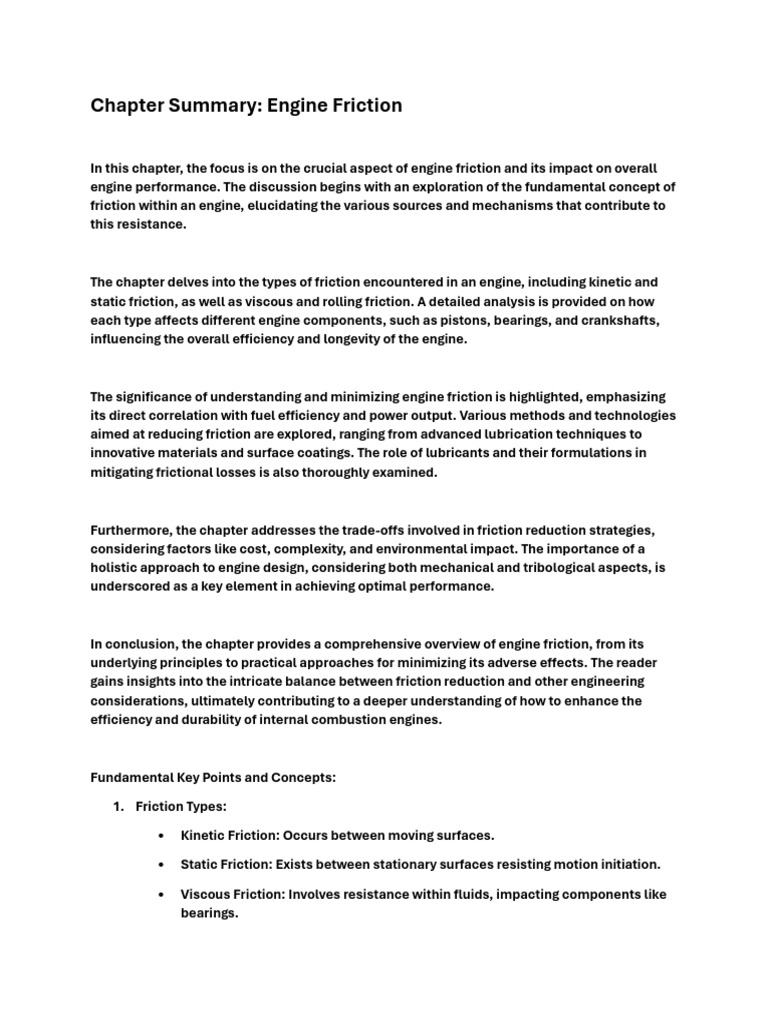 CHAPTER SUMMARY | PDF | Friction | Bearing (Mechanical)