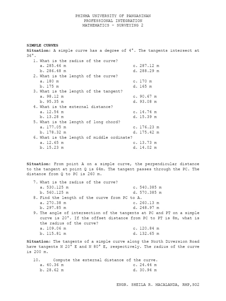 Surveying 2 | PDF | Tangent | Angle