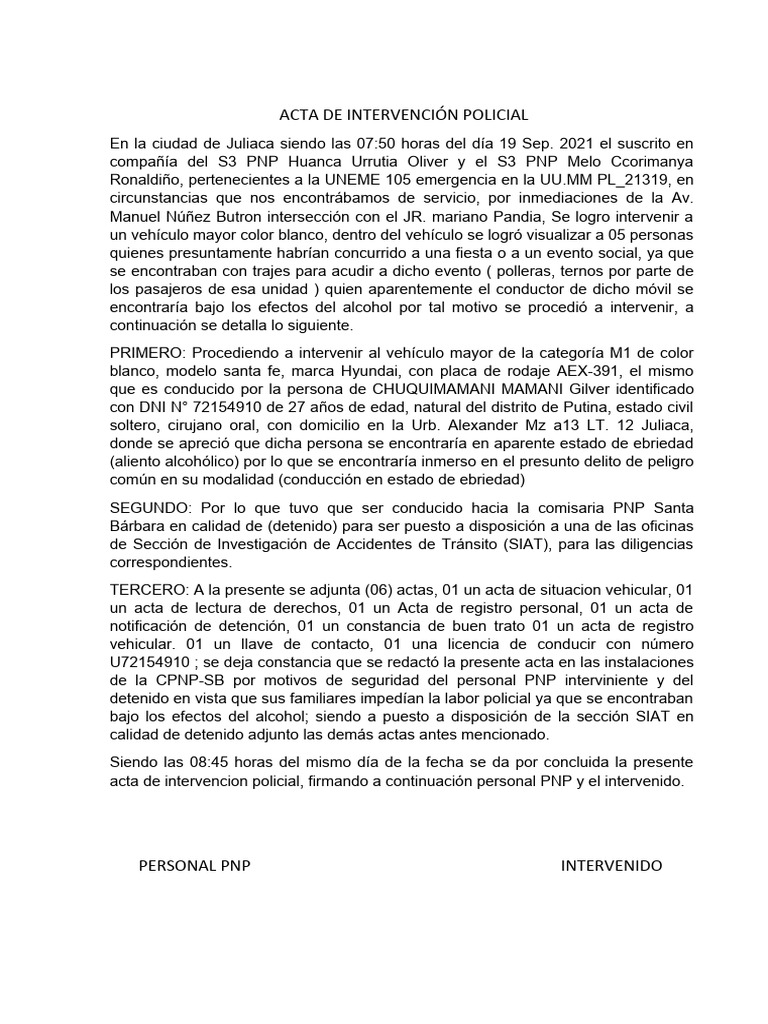 ACTA DE INTERVENCION POLICIAl 5 | PDF