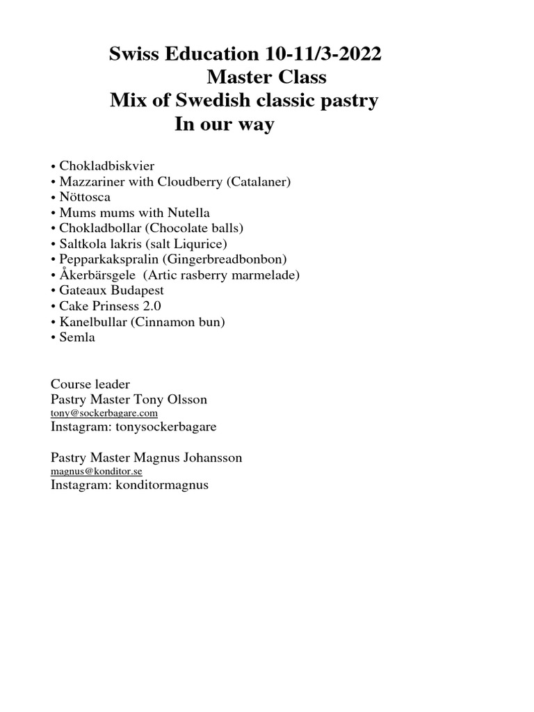 Pastry Master Tony Olsson | PDF | Cakes | Chocolate