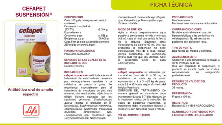 Cefapet Suspension | PDF | Penicilina | Especialidades Medicas