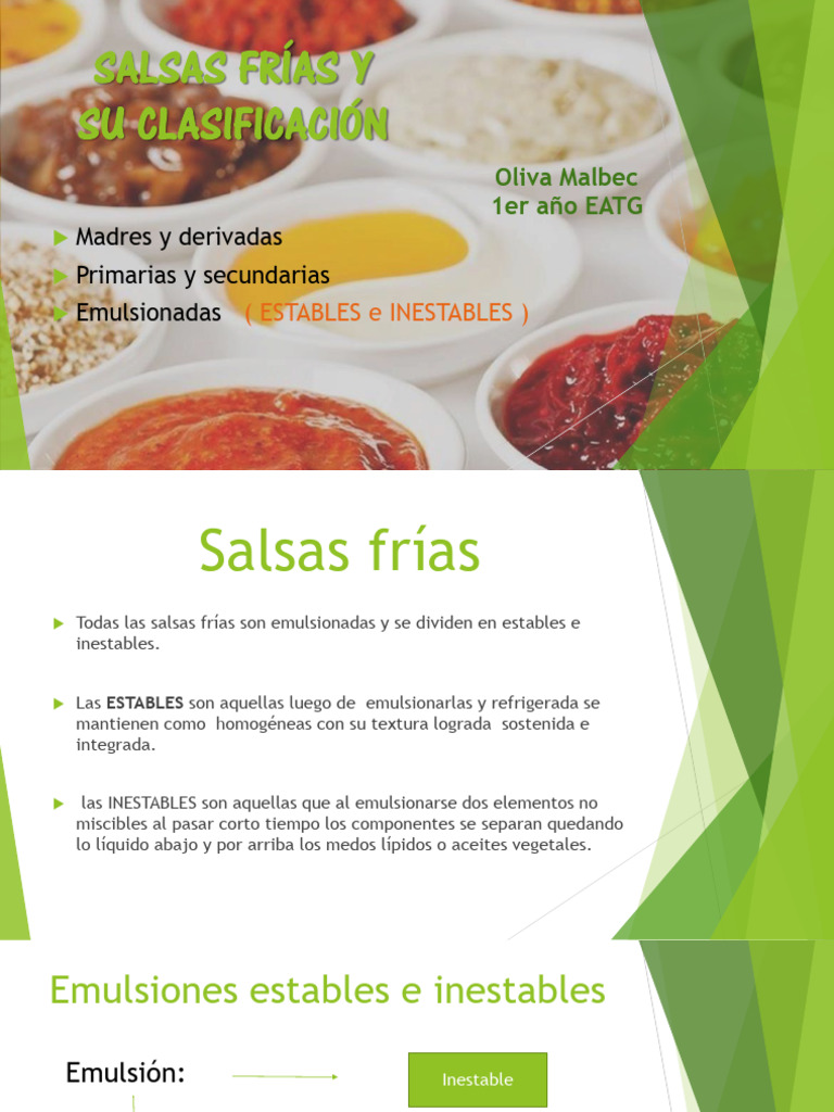 Clasificación de Salsas Frías Emulsionadas | PDF | Emulsión | Mayonesa
