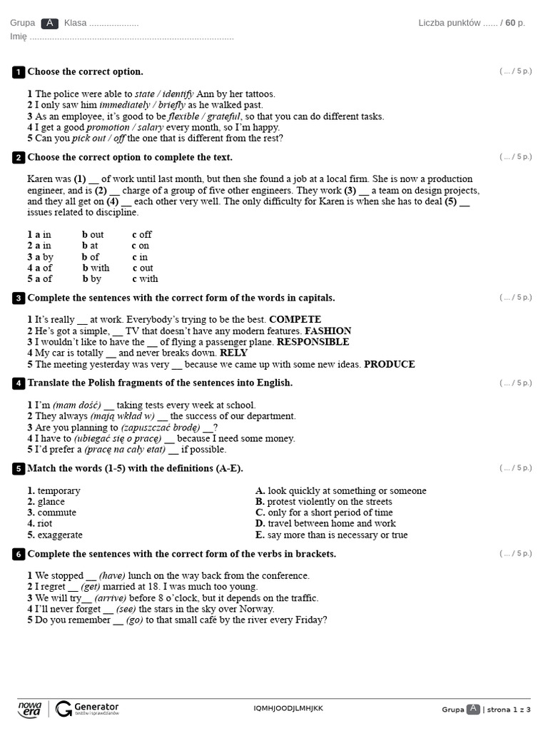 English Language Skills Assessment Test | PDF