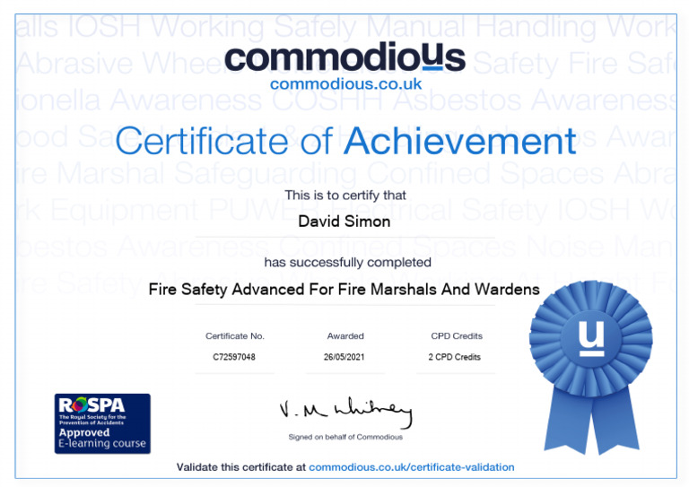 Rospa Certificate | PDF