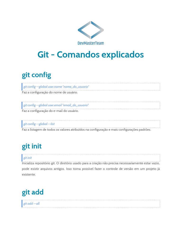 1.3 Git - Comandos Explicados PDF | PDF | Controle de versão | Engenharia de Software