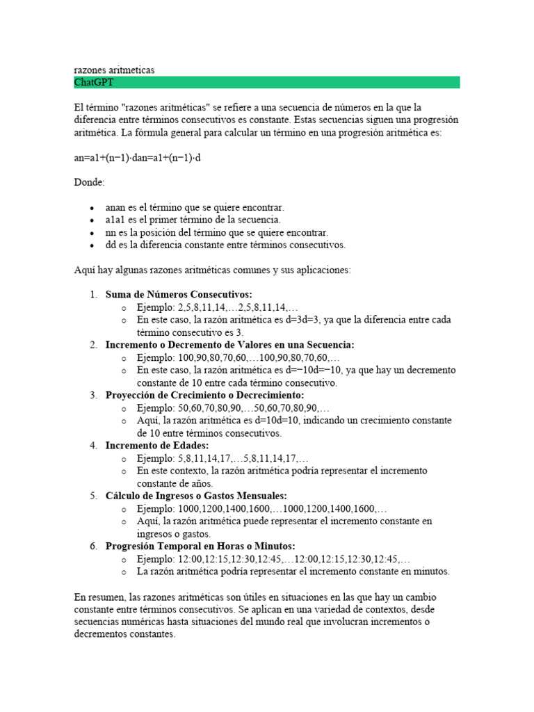 Introducción a las Razones Aritméticas | PDF | Desintegración ...