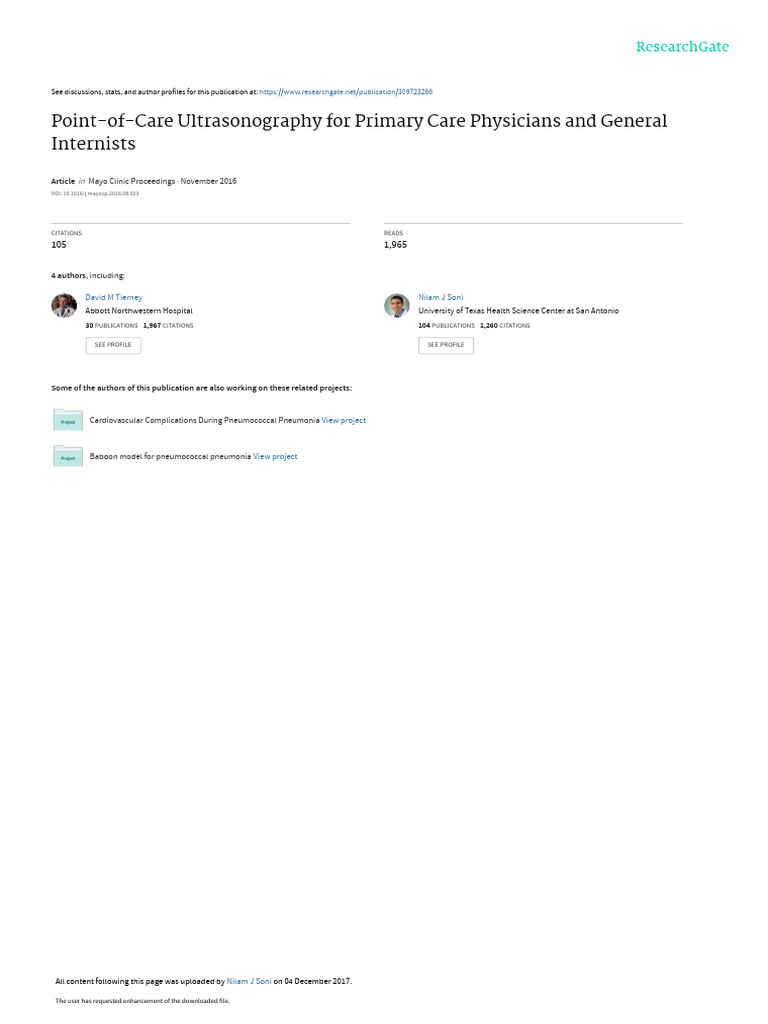 Point-of-Care Ultrasonography For Primary Care Phy | PDF | Medical Ultrasound | Internal Medicine