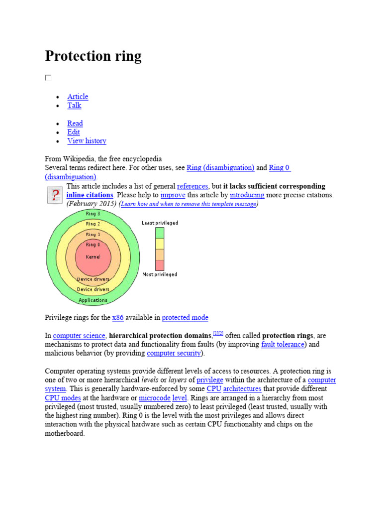 Protection Ring | PDF | Operating System | Computer Science