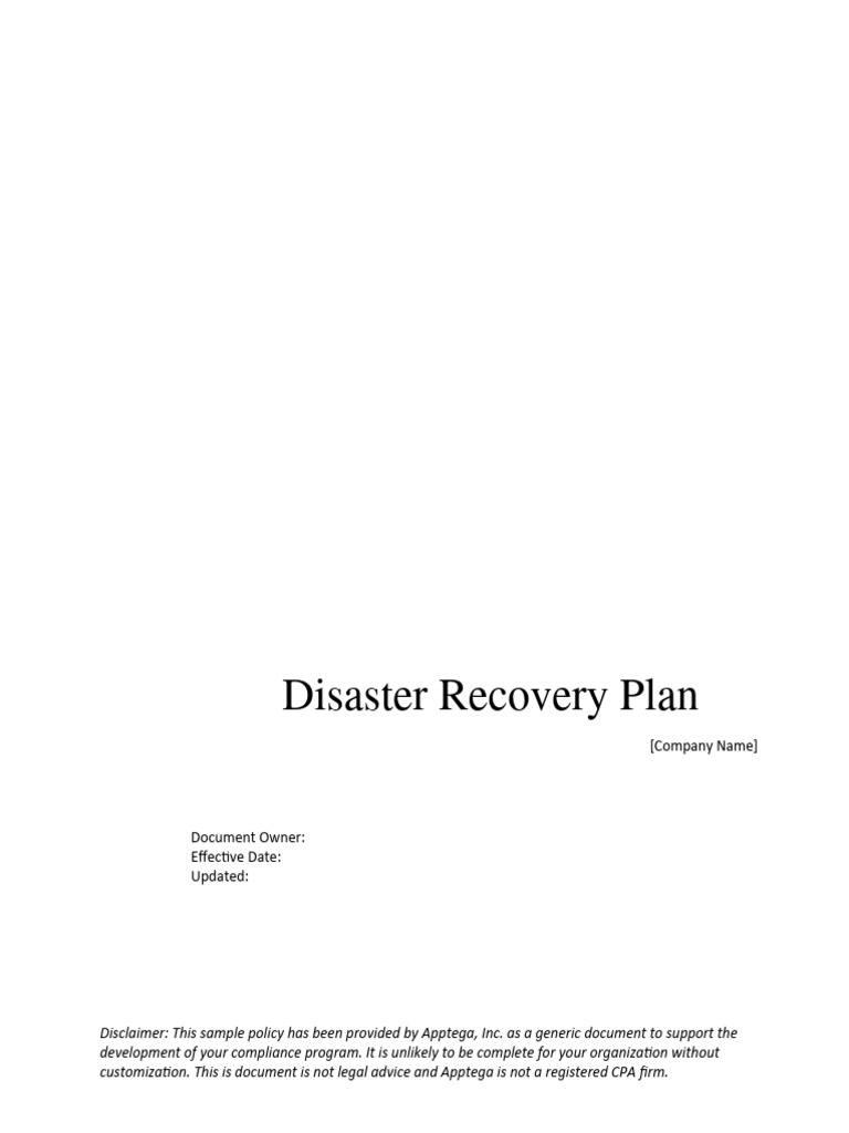Disaster Recovery Plan Template | Download Free PDF | Disaster Recovery | Backup