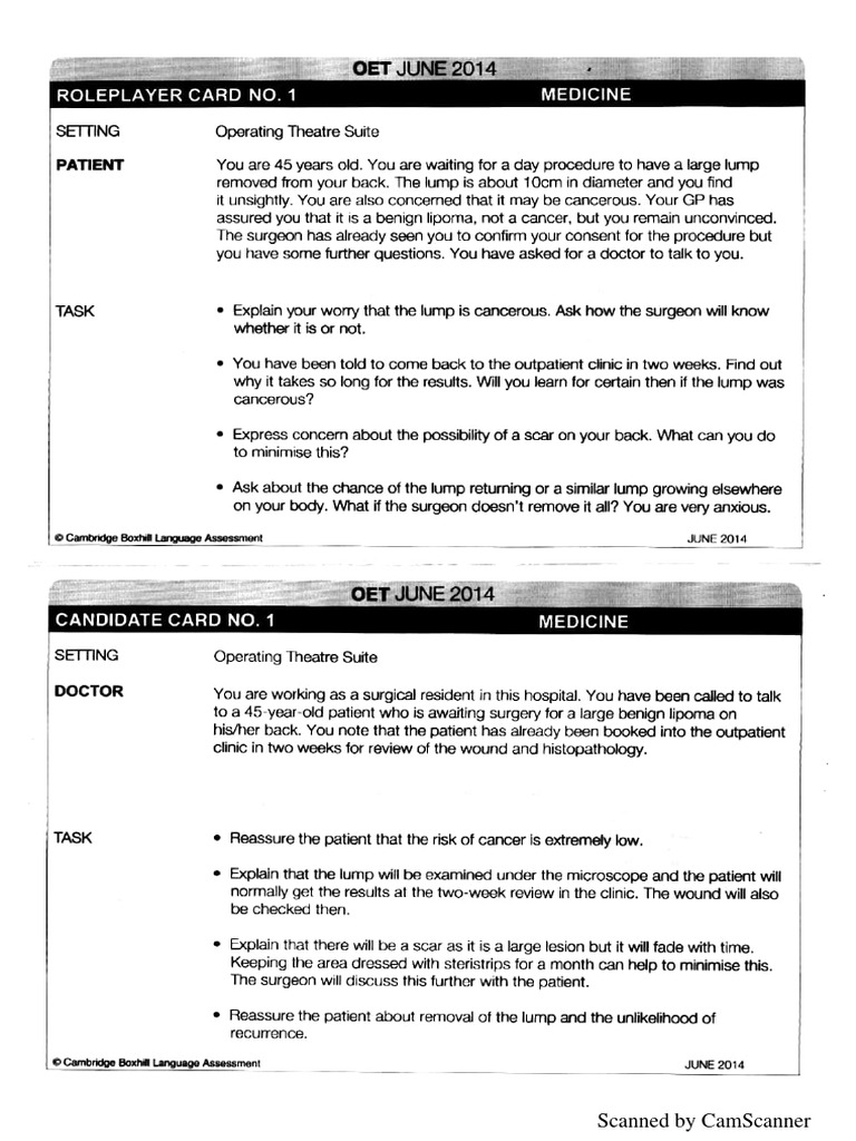 OET Speaking Cards | PDF | Wellness