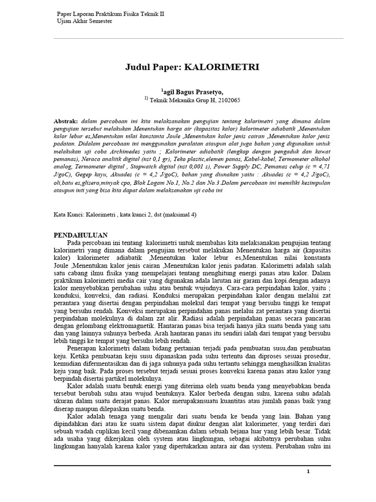 Praktikum Kalorimetri Adiabatik | PDF | Teknologi & Rekayasa