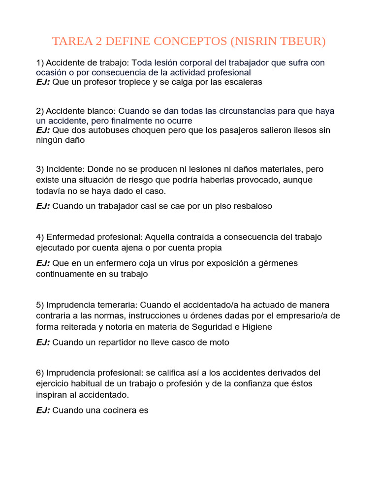 Definiciones (Nisrin Tbeur) | PDF | Causas de la muerte | Medicina CLINICA