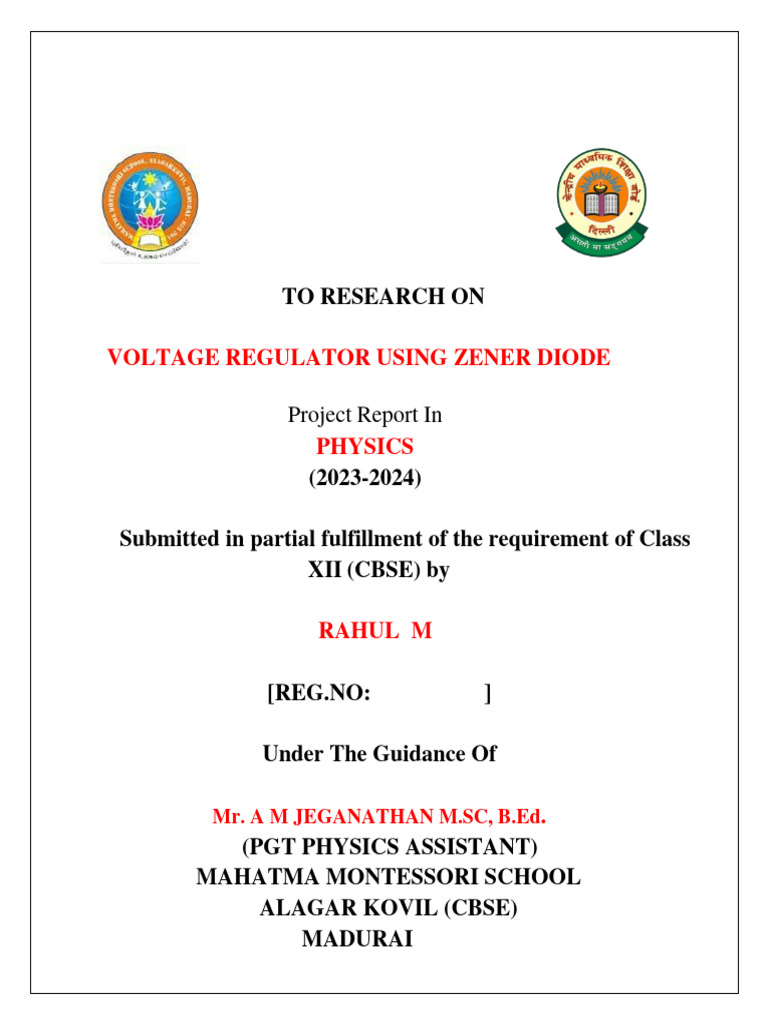 Voltage Regulator Using Zener Diode Pdf Diode Electrical Resistance And Conductance