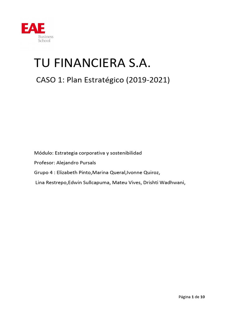 GRUPO 4_CASO_TU FINANCIERA[1] | PDF | Business | Análisis FODA