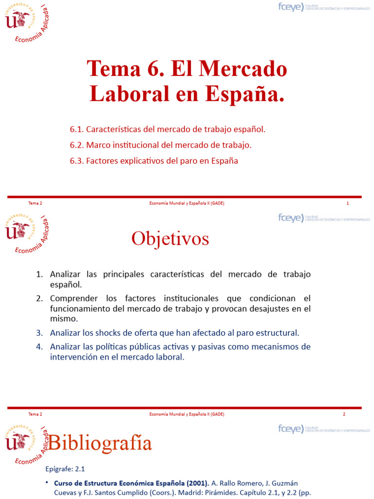 06 TEMA 6 Basico Clases MERCADO LABORAL 2020 v1 | PDF | Desempleo | España