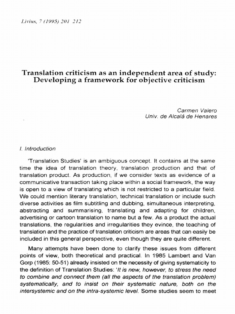 Translation Criticism As An Independent | PDF | Translations | Linguistics
