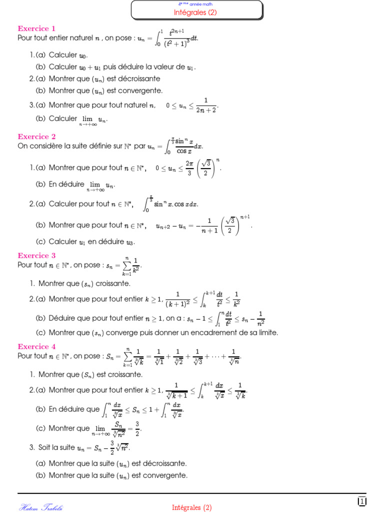 Intégrales et limites en mathématiques | PDF | Tangente (géométrie ...