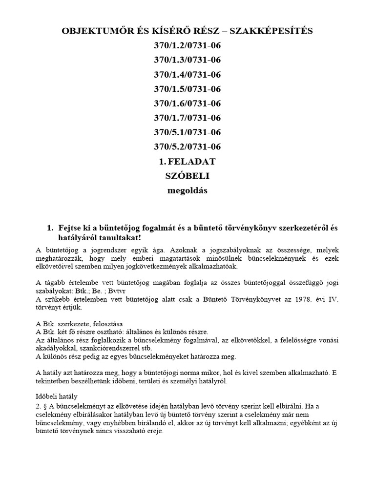 Jog-Nyomtan Szóbeli Tételek Megoldókulcs | PDF