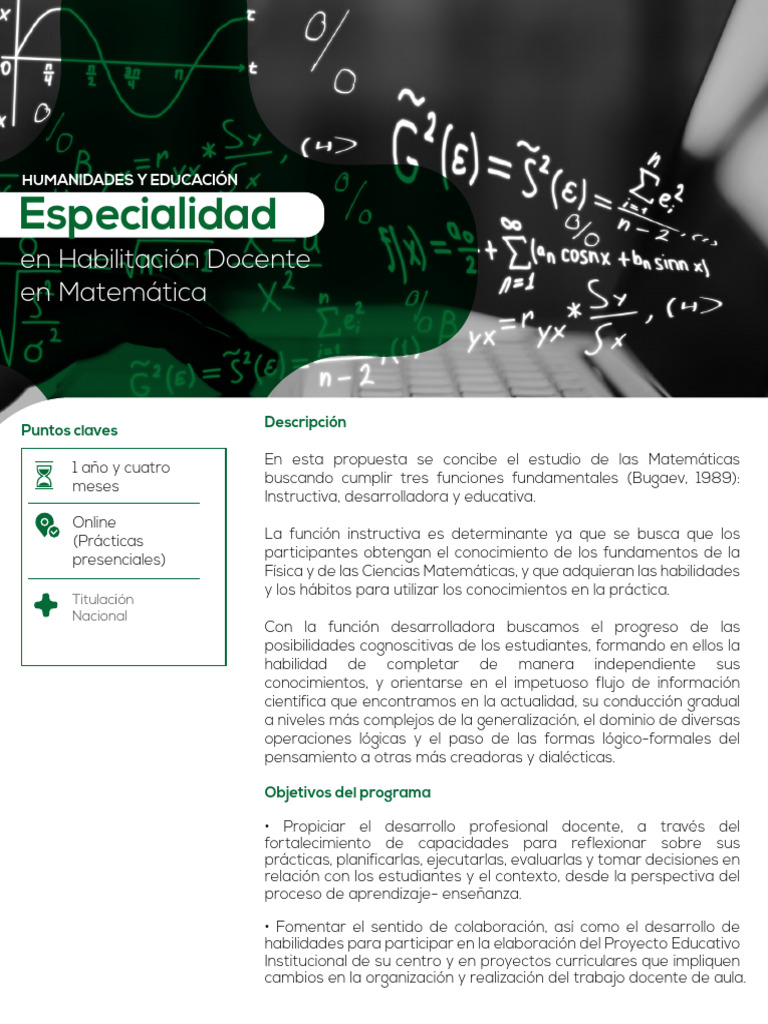 Brochure Hab Docente Matematica 2 | PDF | Enseñando | Modificación de ...