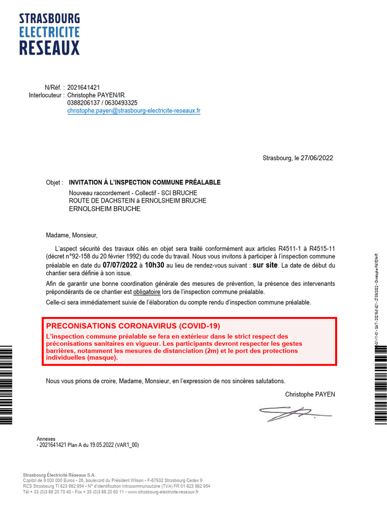 Invitation A L'inspection Commune Prealable | PDF