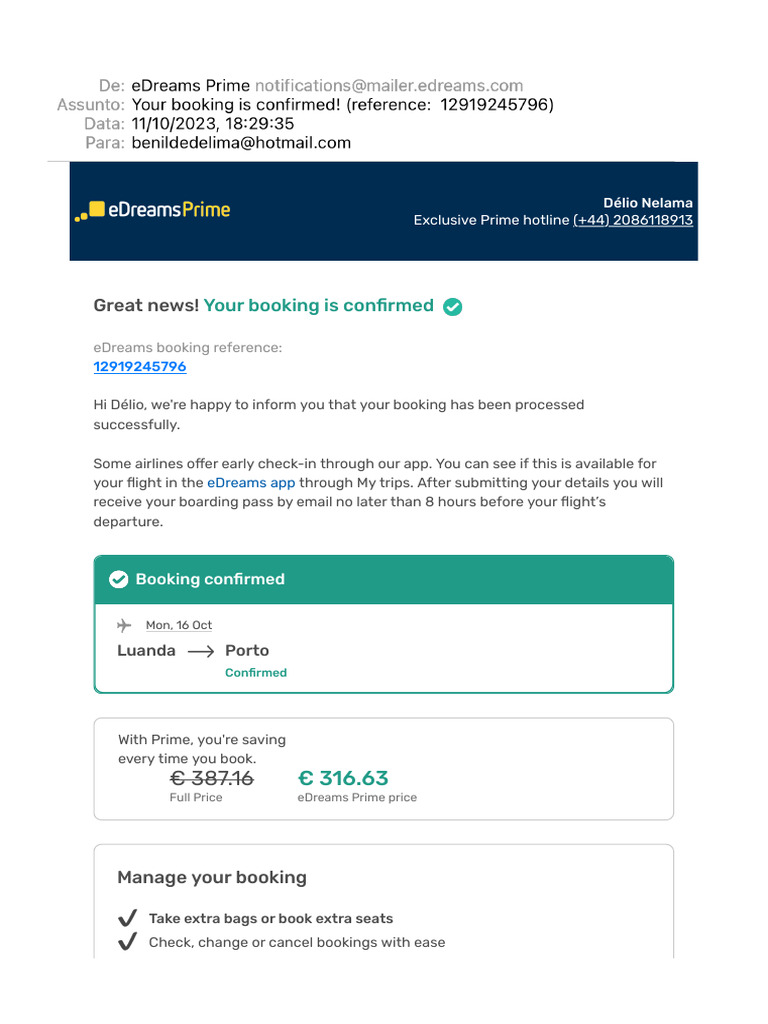 Your Booking Is Confirmed! (Reference 12919245796) | PDF | Transport ...