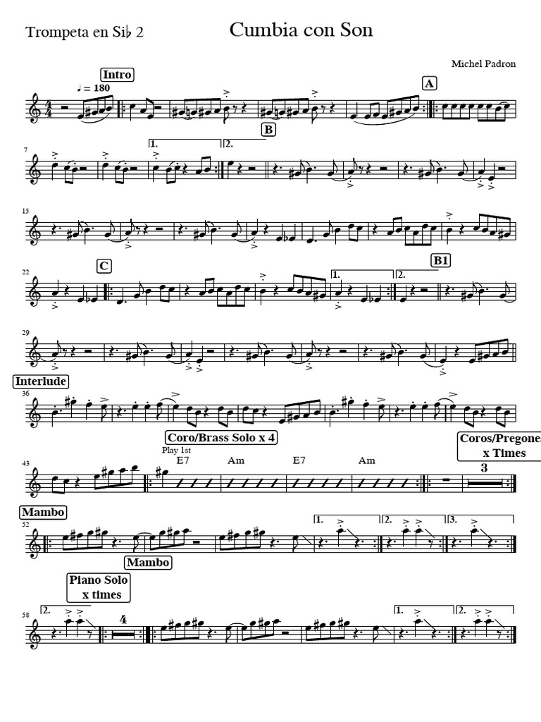 Cumbia Con Son-Trompeta en Sib 2 | PDF