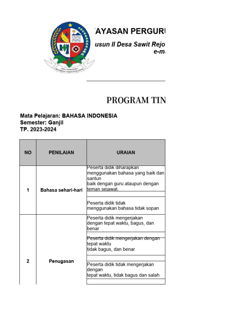 Program Penilaian Siswa | PDF | Pengembangan Diri | Kesehatan Holistik