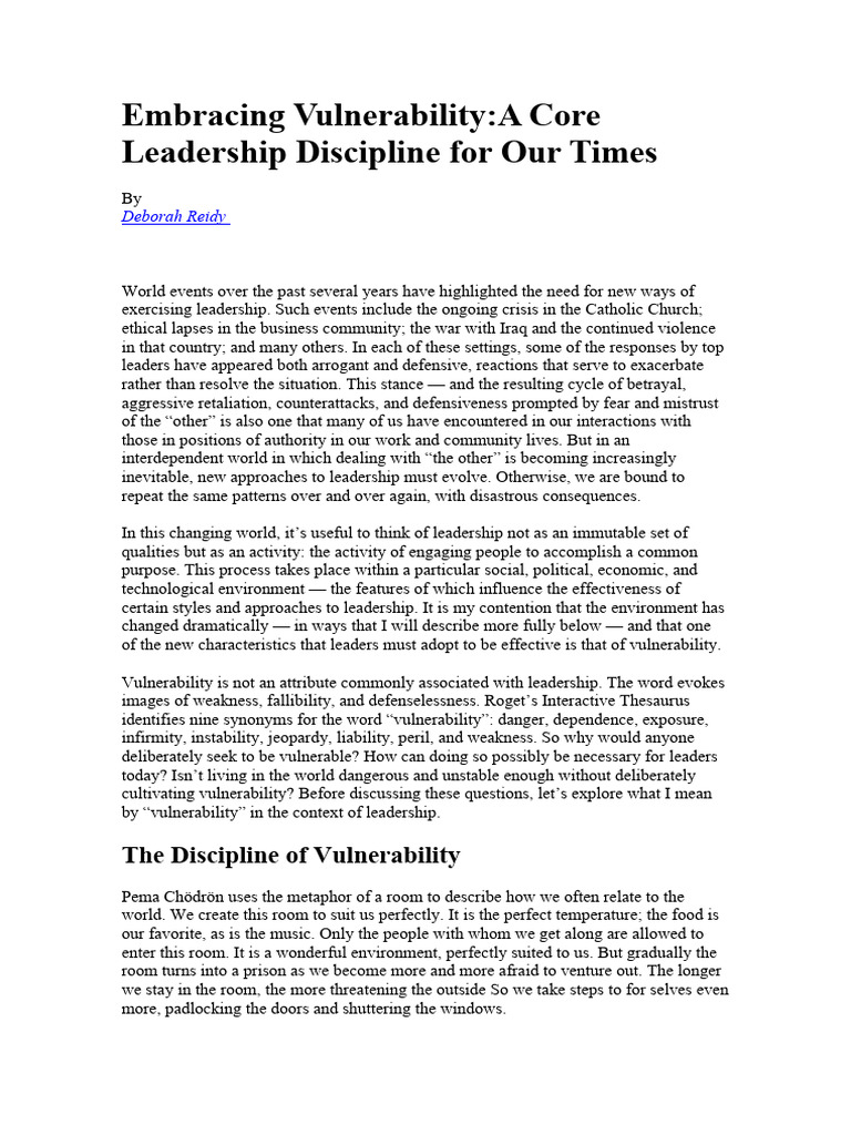 Embracing Vulnerability | PDF | Leadership | Compassion