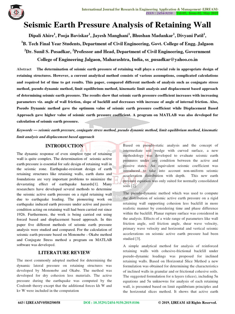 Difft Methods of RE Wall Analysis | PDF | Solid Mechanics | Mechanics