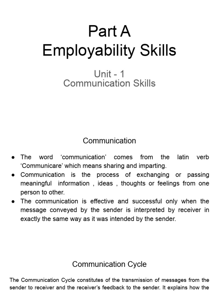 Unit - 1 (Communication Skills) | PDF | Communication | Sentence (Linguistics)