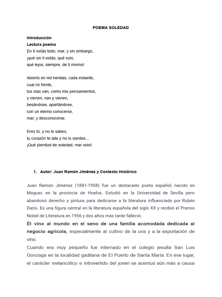 Poema Soledad Juan Ramón Jiménez | PDF
