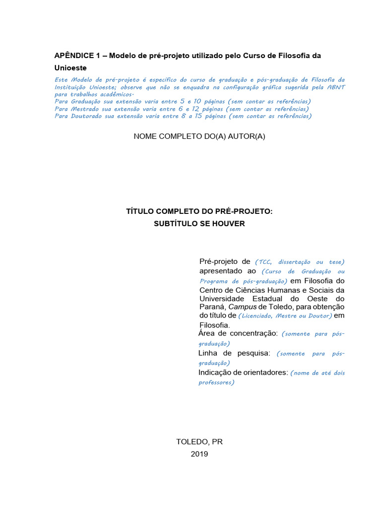 Modelo Pré-Projeto | PDF | Ciências e Matemática