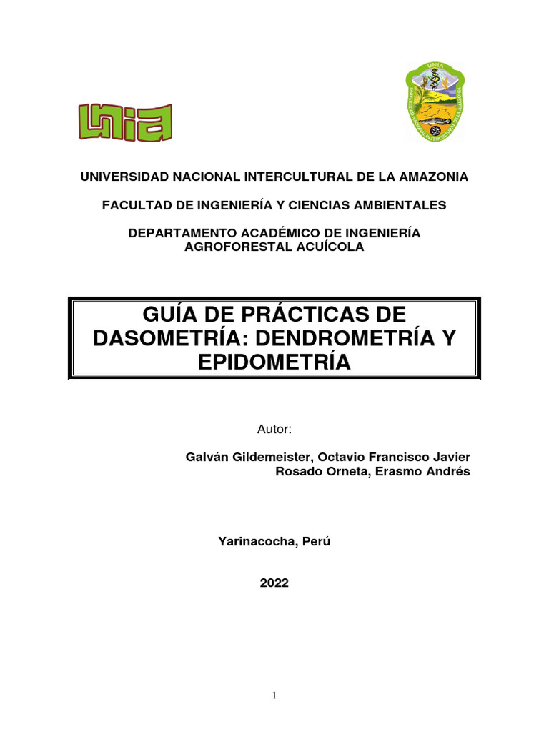 1 Guia Practicas Dasometría Dendrometría y Epidometría 15may11 Modif ...