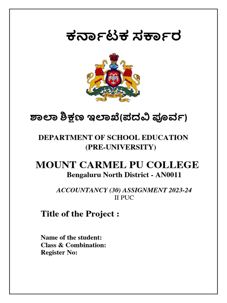 2 Puc Accountancy Project & Assignment 2023-24 - SF | PDF