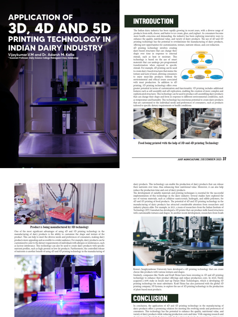 4D and 5D Printing in Dairy Production | PDF | Dairy Products | 3 D ...