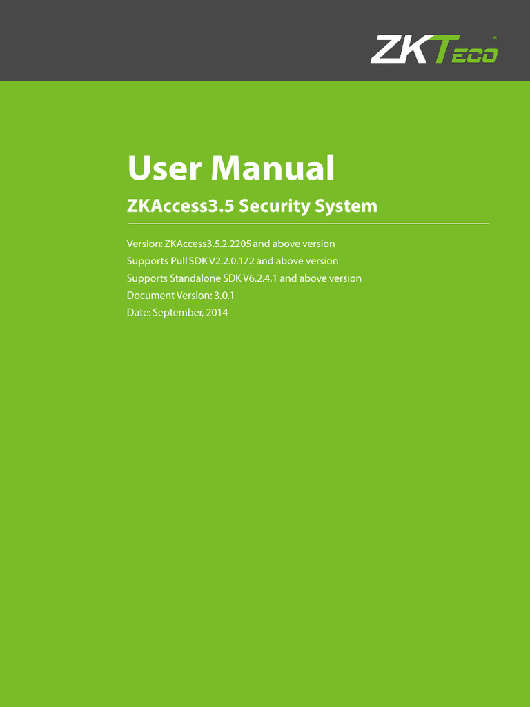 Zkaccess3.5 Security System User Manual v3.0.1 20141218 | PDF | Teaching Methods & Materials