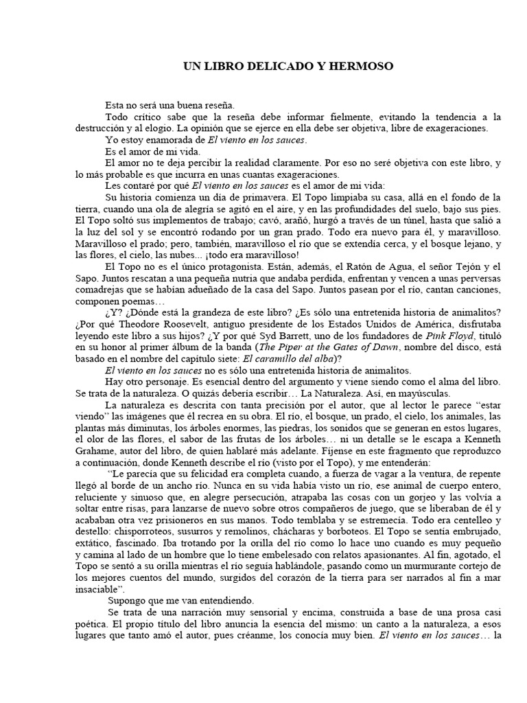 El amor por "El viento en los sauces" | PDF