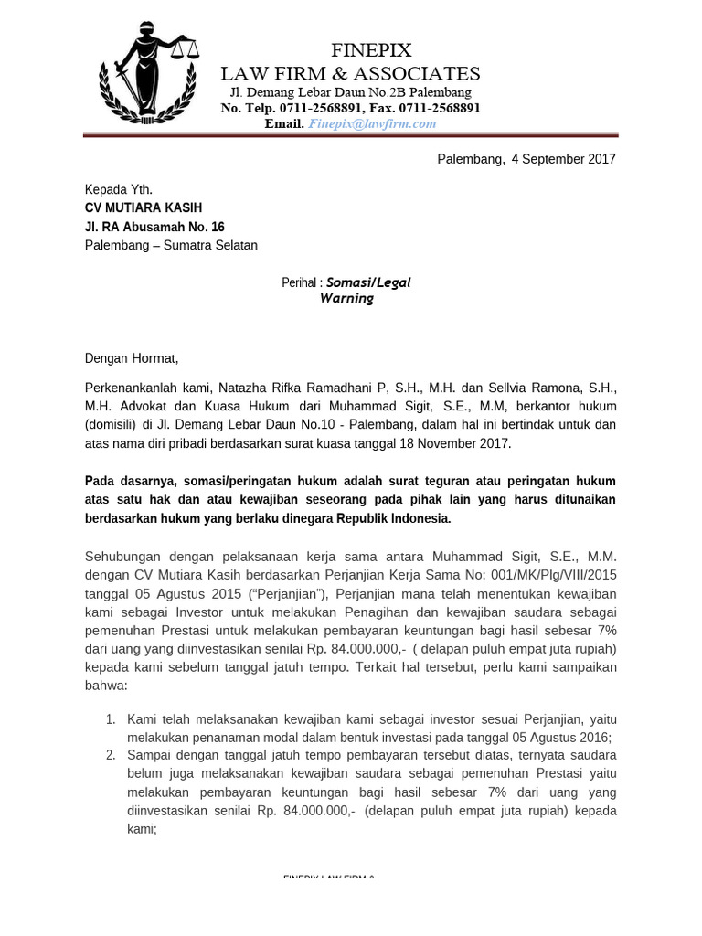 Contoh Surat Somasi | PDF