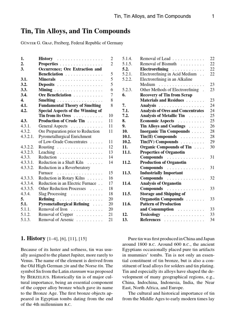 Tin Tin Alloys, and Tin Compounds | PDF | Tin | Iron