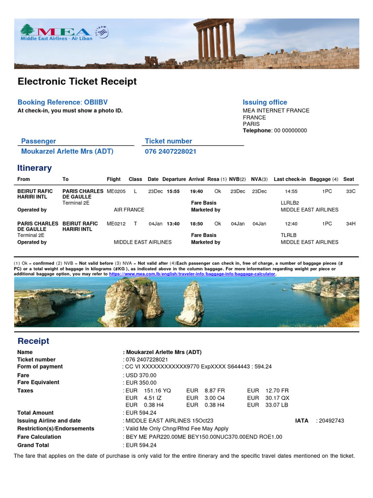 Your Electronic Ticket Receipt | PDF | Aviation | Transport