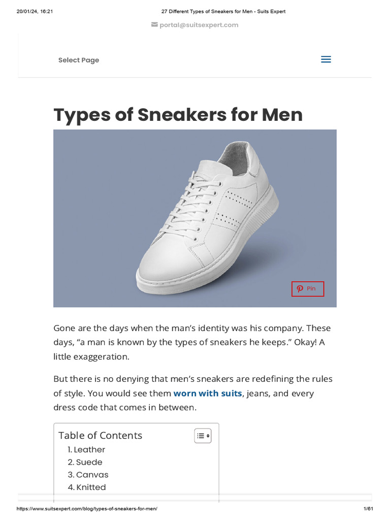 27 Different Types of Sneakers For Men - Suits Expert | PDF | Sneakers ...