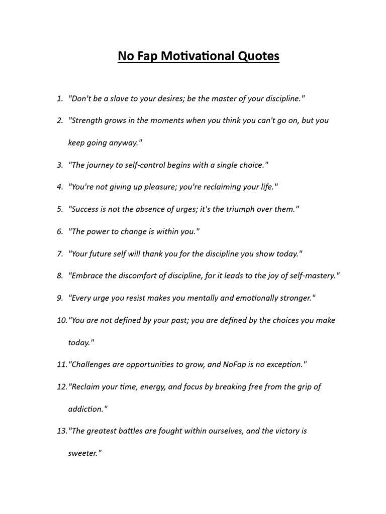 No Fap Motivational Quotes | PDF | Disciplines | Self Control